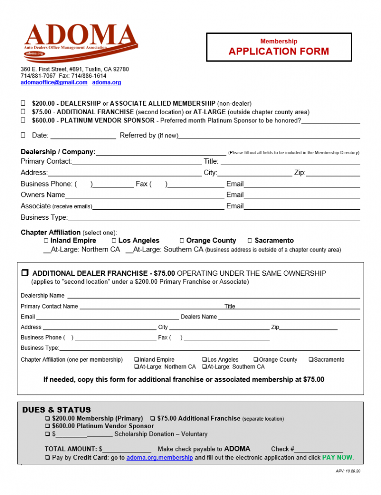 Membership Application (Form) – ADOMA Membership Application (Form) – ADOMA